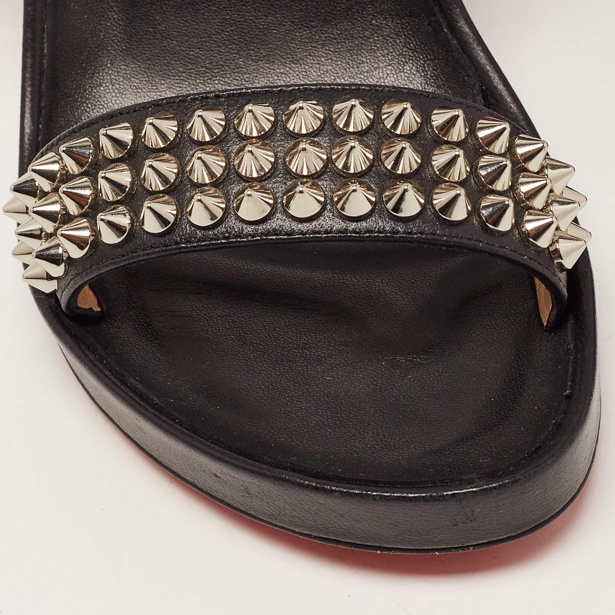 Christian Louboutin Black Leather Bikool Spike Sandals Size 38 For Sale ...
