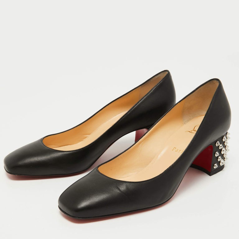 Christian Louboutin Black Leather Donna Spike Pumps Size 39 For Sale at ...