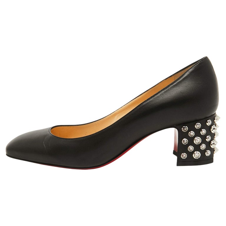 Christian Louboutin Black Leather Donna Spike Pumps Size 39 For Sale at ...