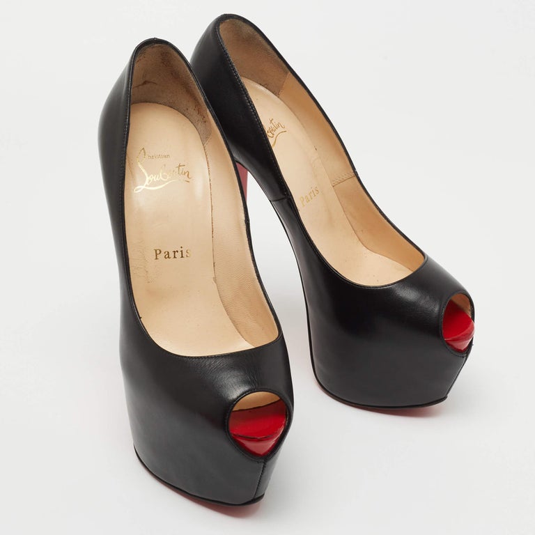 Christian Louboutin Black Leather Highness Platform Pumps Size 37.5 For ...