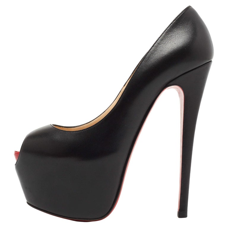 Christian Louboutin Black Leather Highness Platform Pumps Size 37.5 For ...
