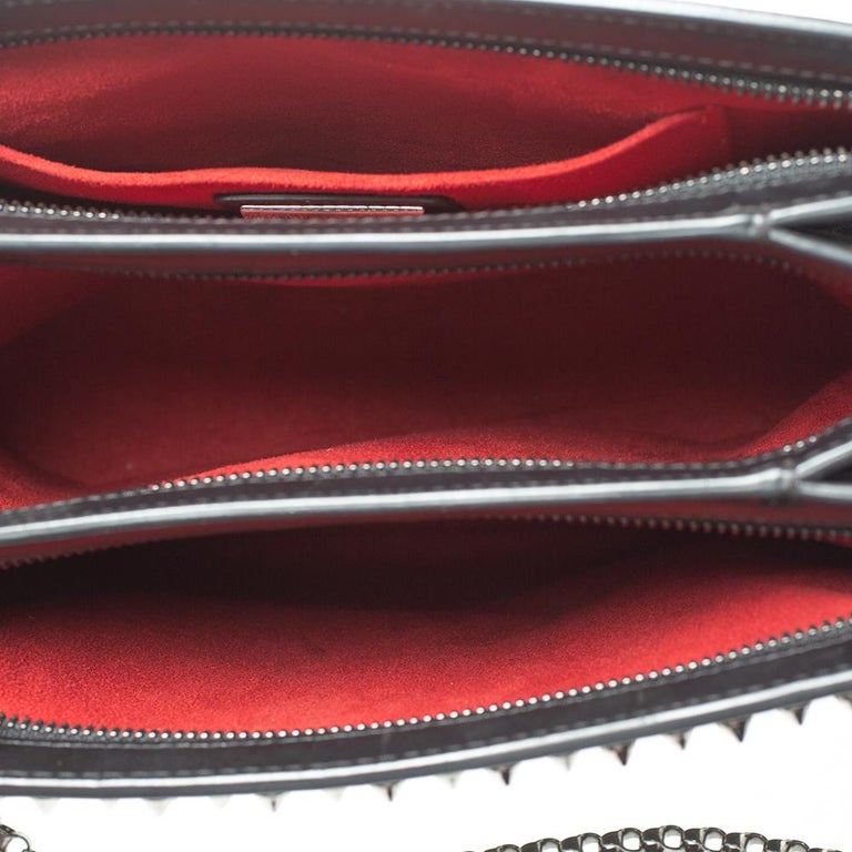 Christian Louboutin Black Leather Large Triloubi Spiked Shoulder Bag at ...