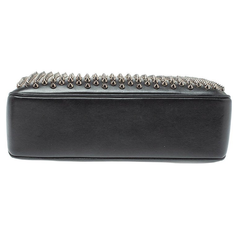 Christian Louboutin Black Leather Large Triloubi Spiked Shoulder Bag at ...