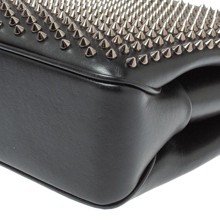 Christian Louboutin Black Leather Large Triloubi Spiked Shoulder Bag at ...