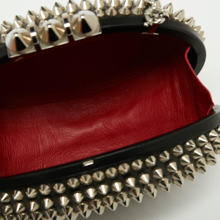 Christian Louboutin Black Leather Spike Mina Chain Clutch For Sale at ...