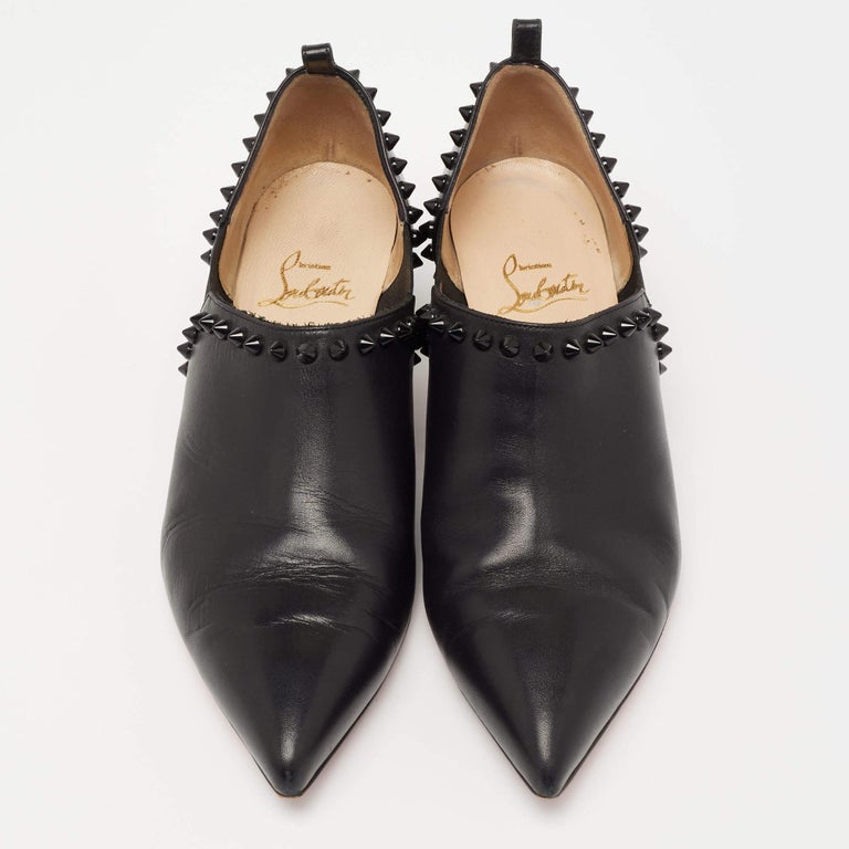 Christian Louboutin Black Leather Vicky Spike Booties Size 38 For Sale ...