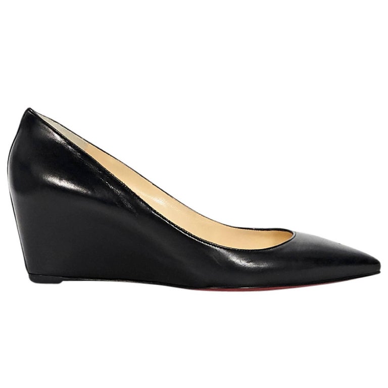 Christian Louboutin Black Leather Wedges For Sale at 1stDibs