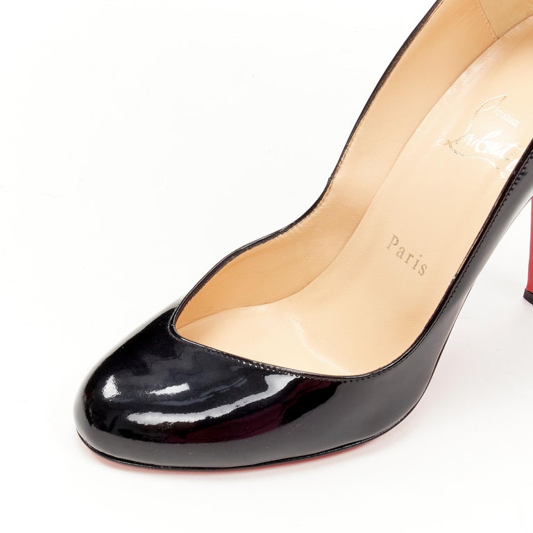 CHRISTIAN LOUBOUTIN black patent almond toe angular vamp pump EU38 For ...