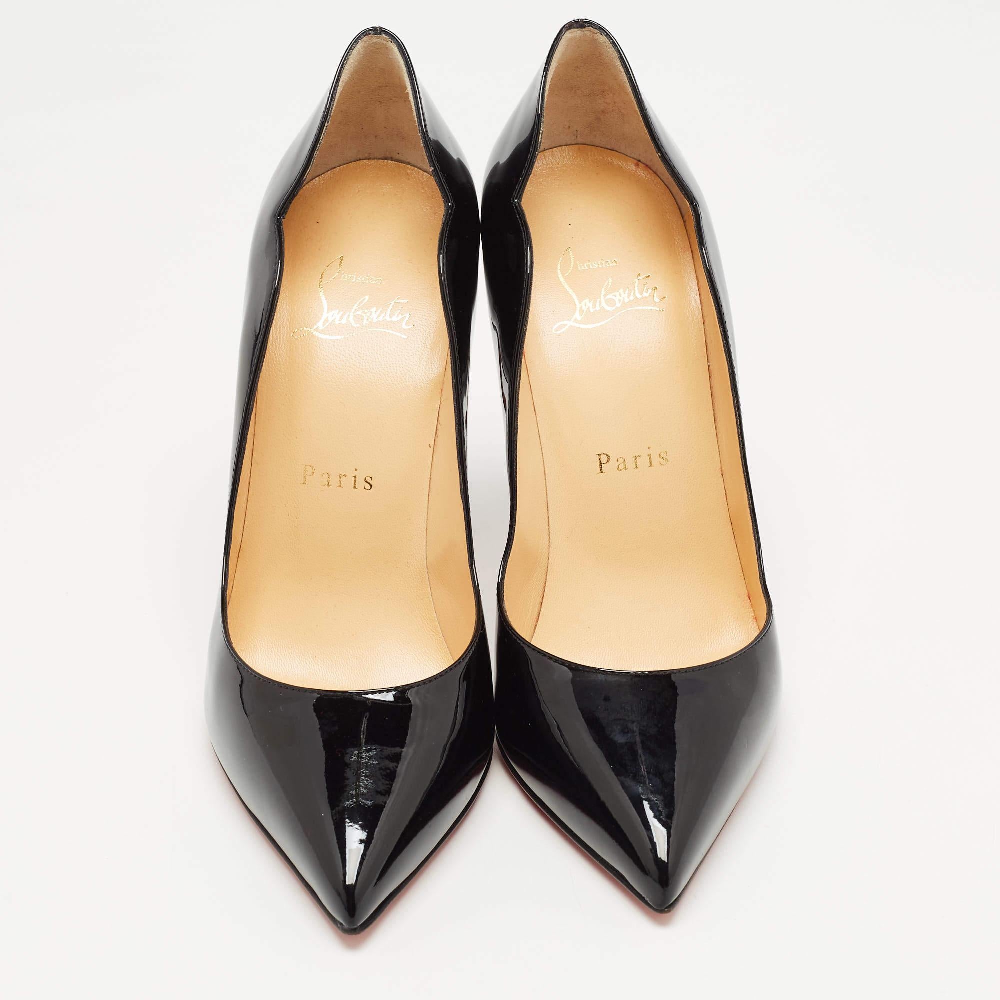 Christian Louboutin Black Patent Hot Chick Pumps Size 37 For Sale at ...