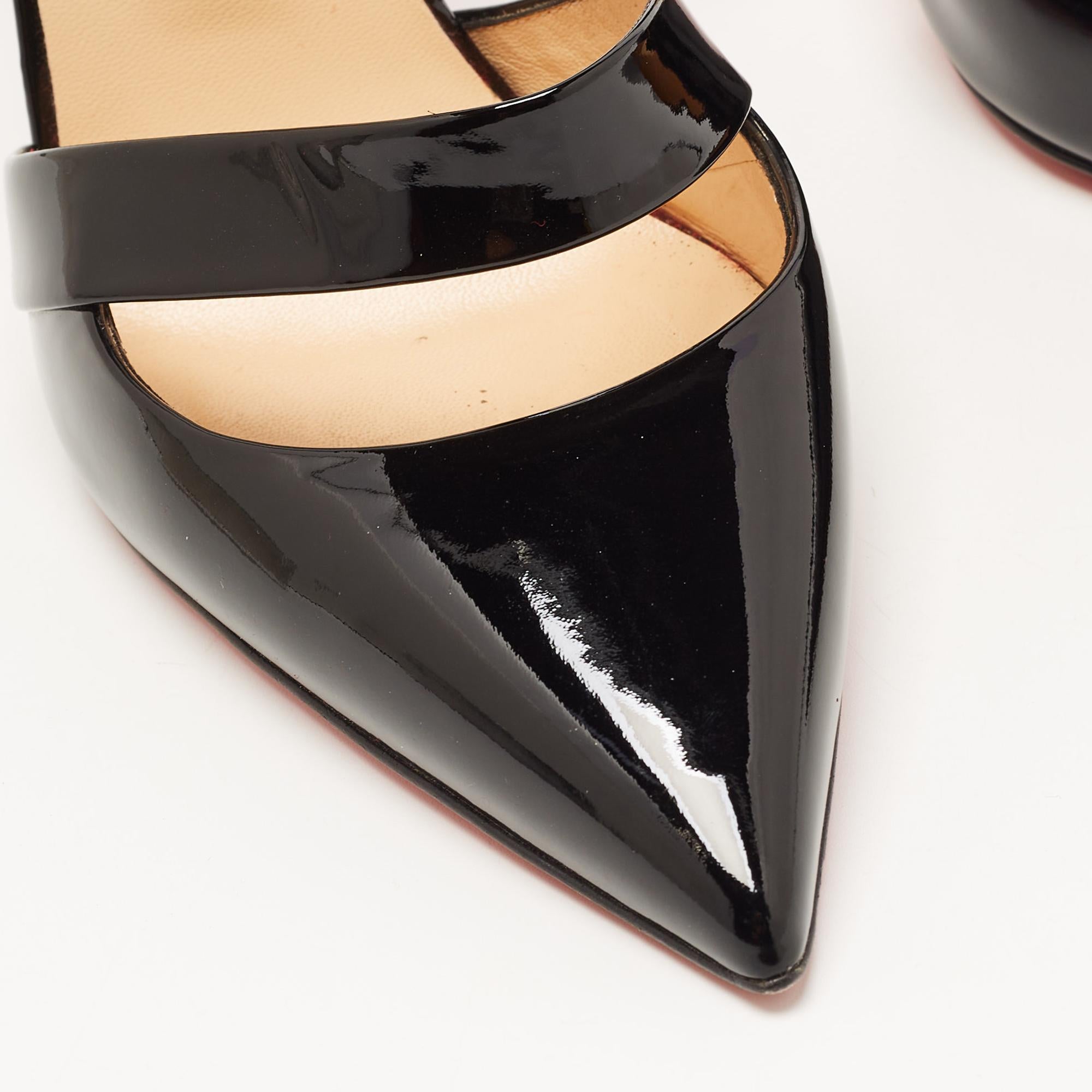 Christian Louboutin Black Patent Leather Actina Slingback Pumps Size 40 ...