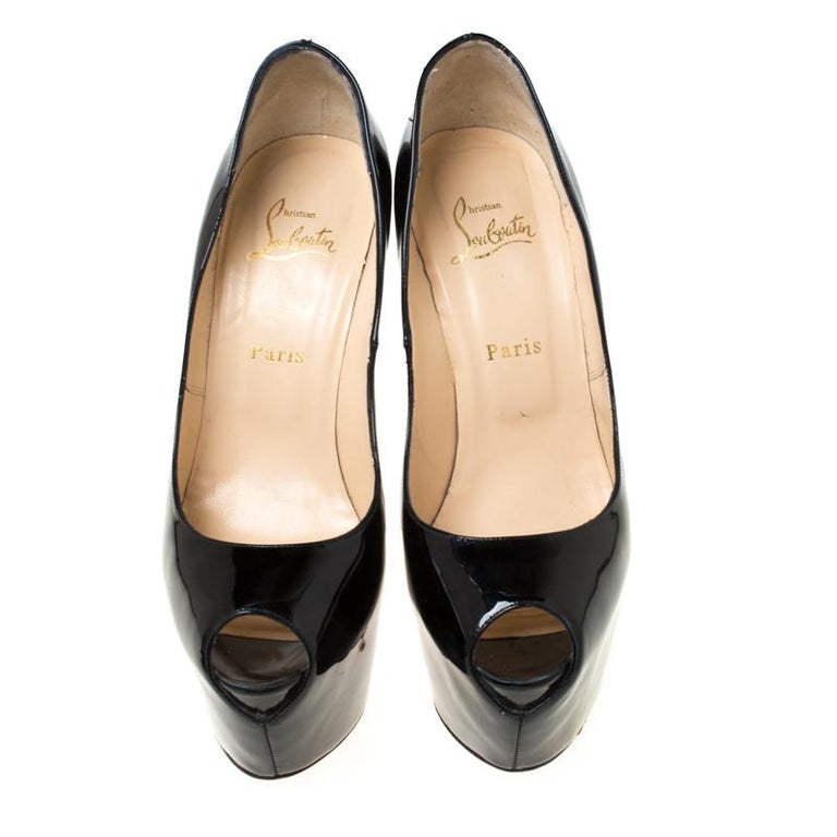 Christian Louboutin Black Patent Leather Highness Platform Pumps Size ...