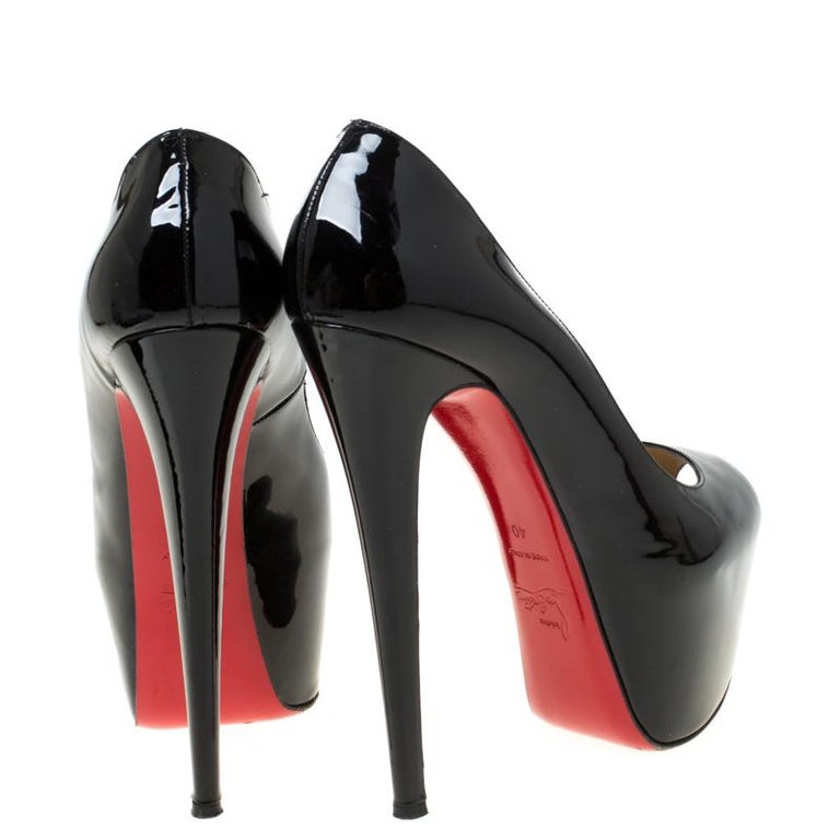 Christian Louboutin Black Patent Leather Highness Platform Pumps Size ...