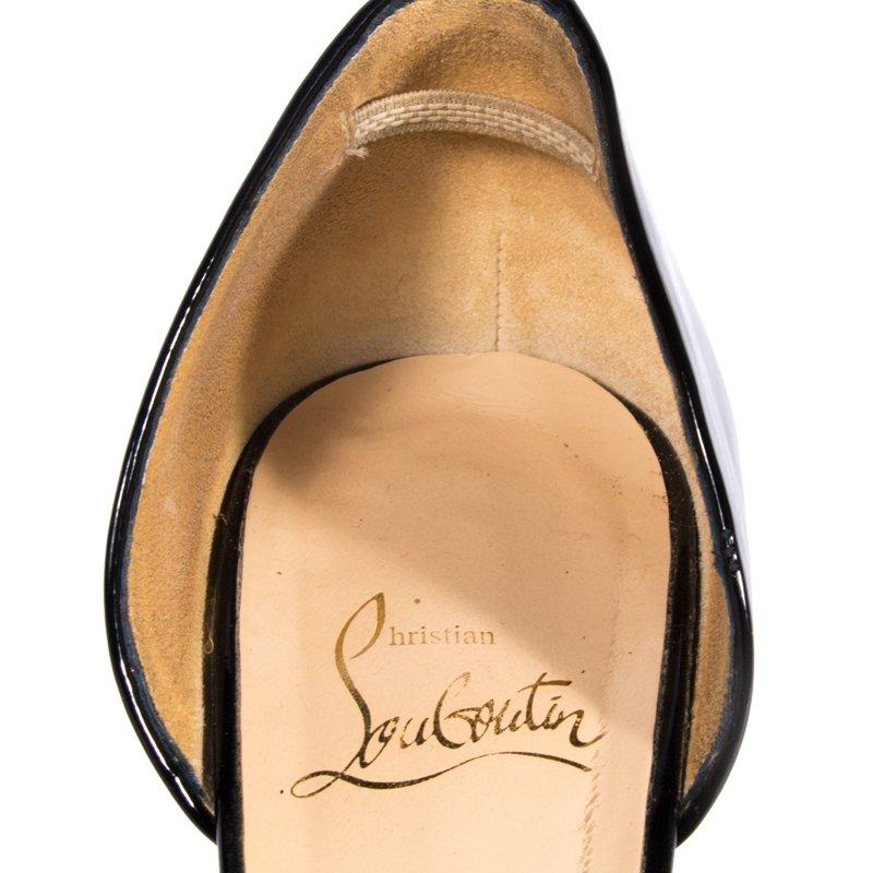 Christian Louboutin Black Patent Leather Madame Claude D'orsay Pumps Size 39 For Sale at 1stDibs