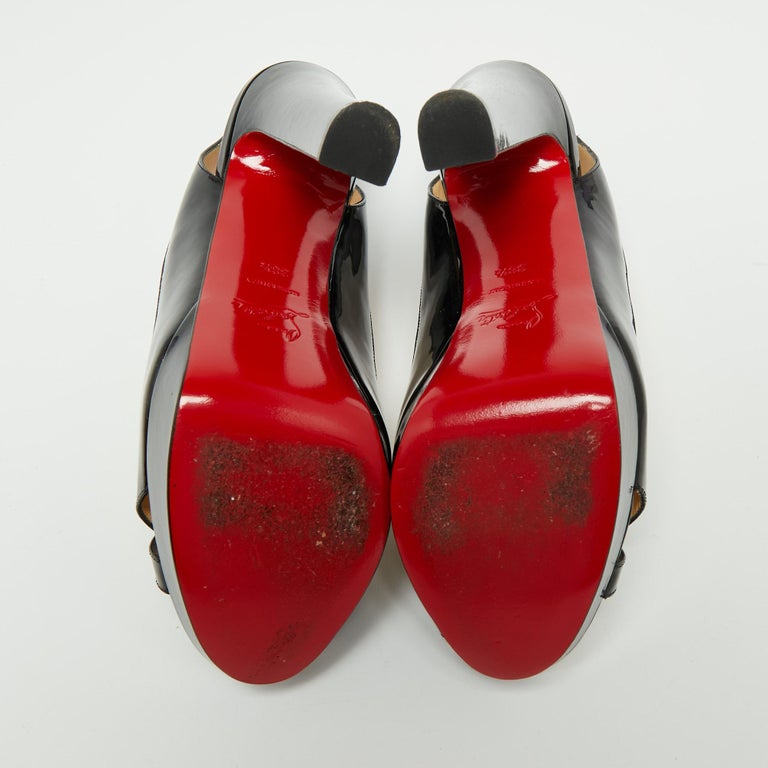 Christian Louboutin Black Patent Leather Marple Town Slingback Sandals ...