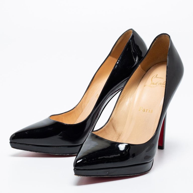 Christian Louboutin Black Patent Leather Pigalle Plato Platform Pumps ...