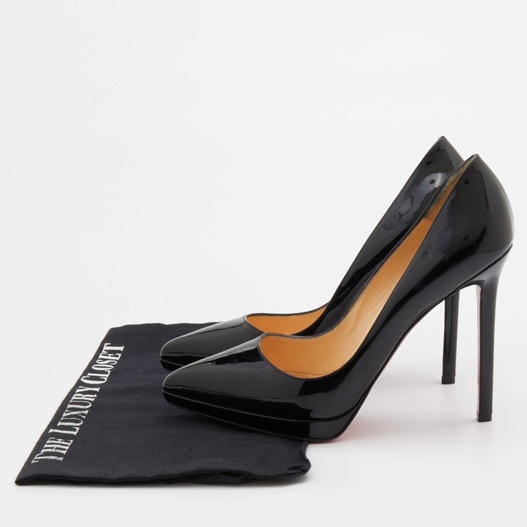 Christian Louboutin Black Patent Leather Pigalle Plato Pumps Size 39 ...