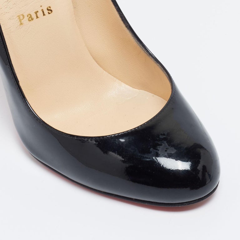 Christian Louboutin Black Patent Leather Simple Round Toe Pumps Size 37 ...
