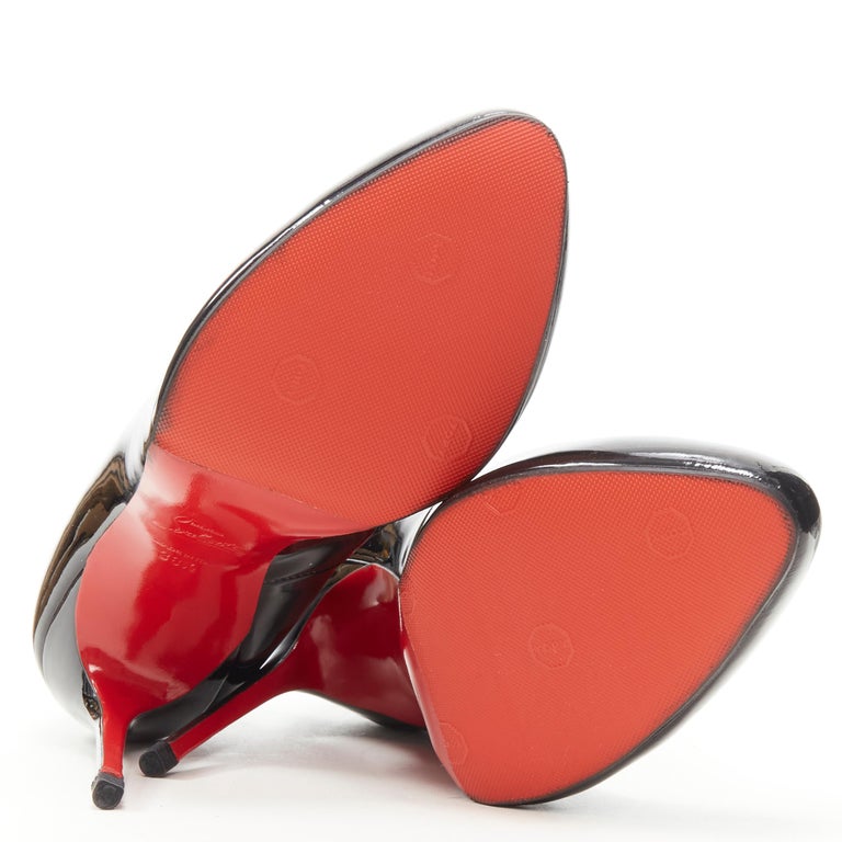 CHRISTIAN LOUBOUTIN black patent rounded point classic stiletto pump ...