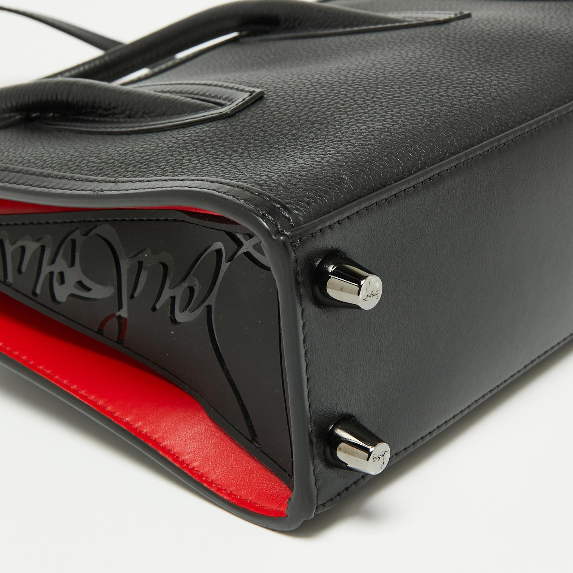 Christian Louboutin Black/Red Leather Mini Paloma Tote at 1stDibs