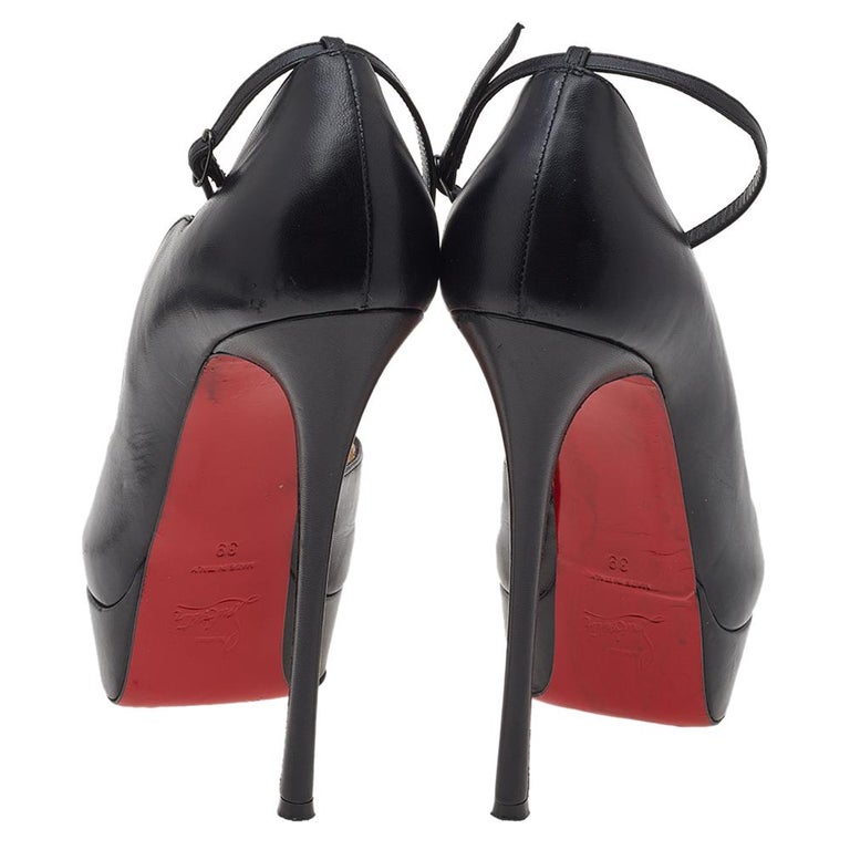 Christian Louboutin Black Round Chick Alta Platform Ankle Strap Sandals ...