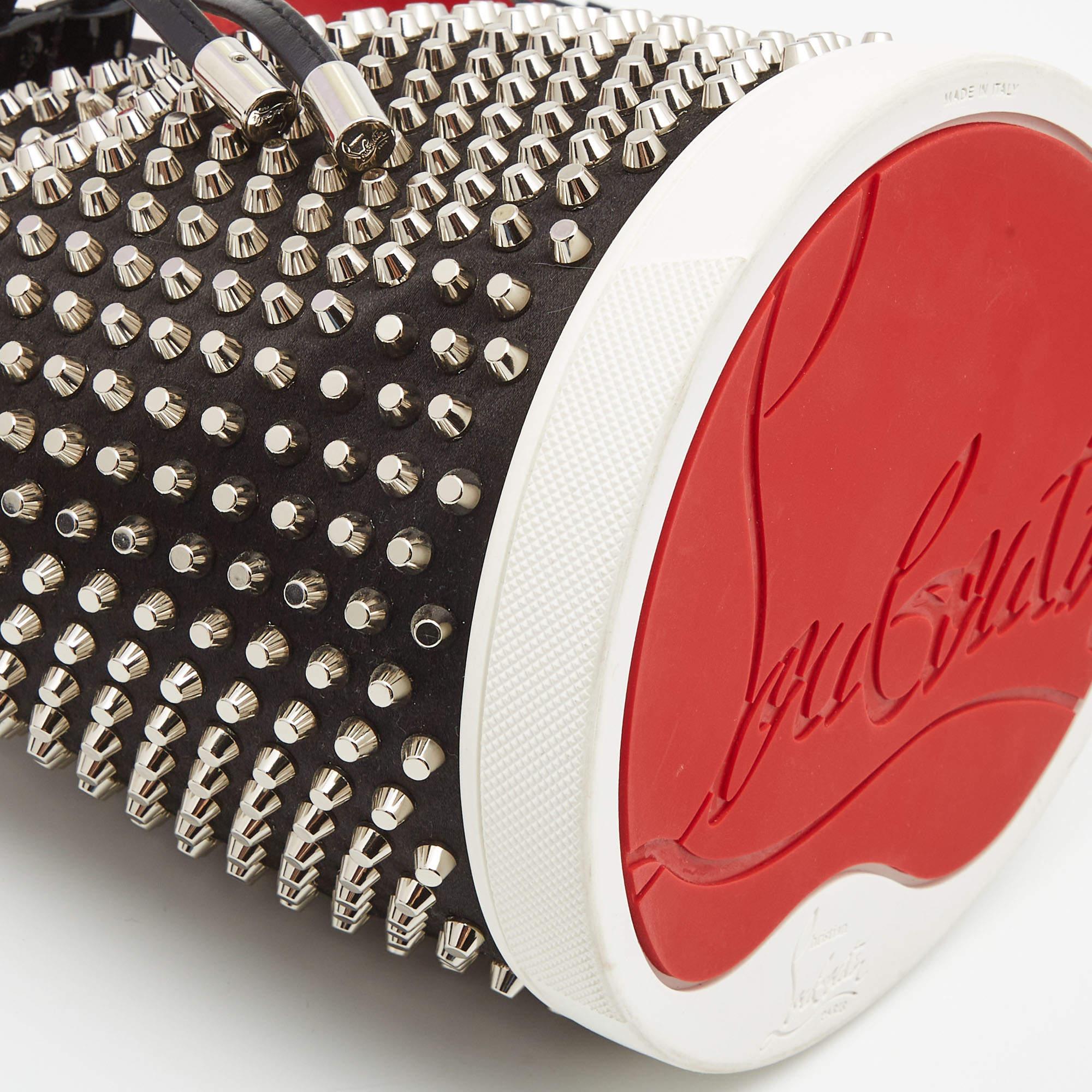 Christian Louboutin Black Satin Studded Marie Jane Bucket Bag For Sale ...