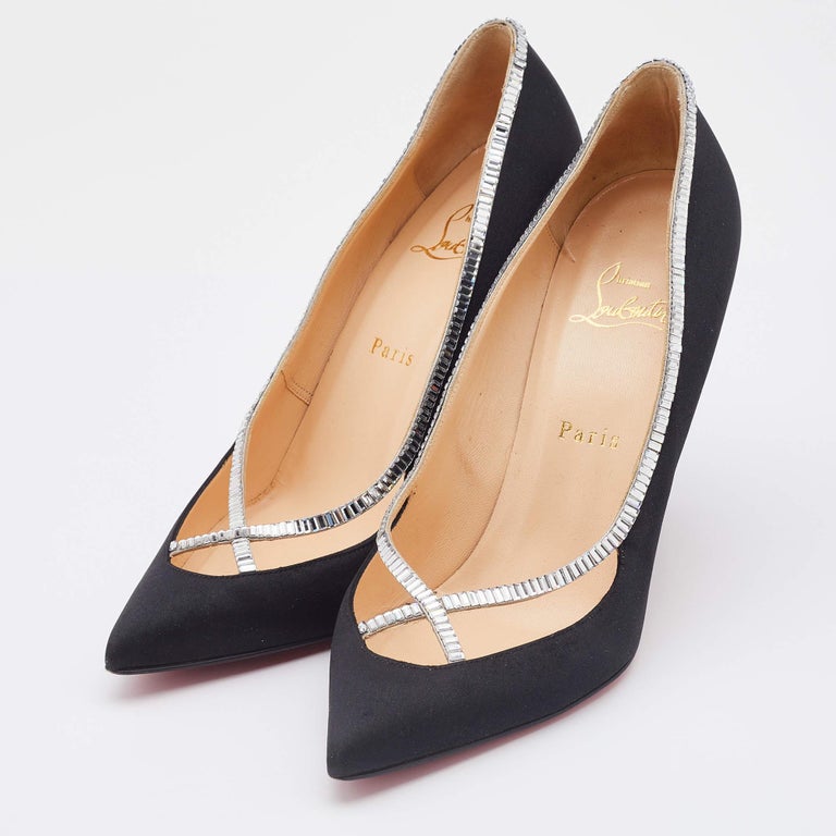Christian Louboutin Black Satin Super Vic Pumps Size 40 For Sale at 1stDibs
