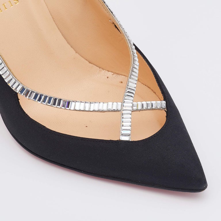 Christian Louboutin Black Satin Super Vic Pumps Size 40 For Sale at 1stDibs
