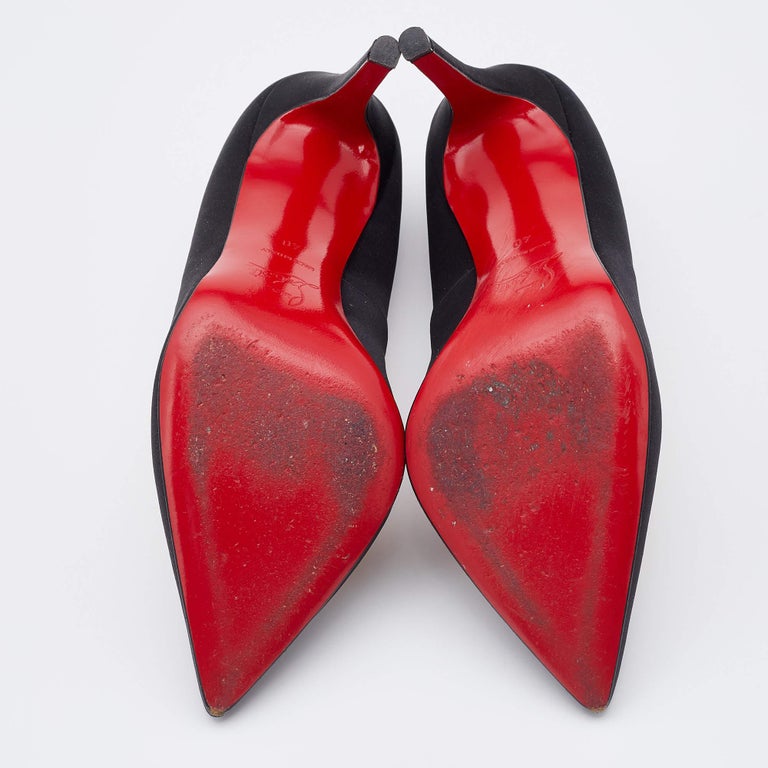 Christian Louboutin Black Satin Super Vic Pumps Size 40 For Sale at 1stDibs