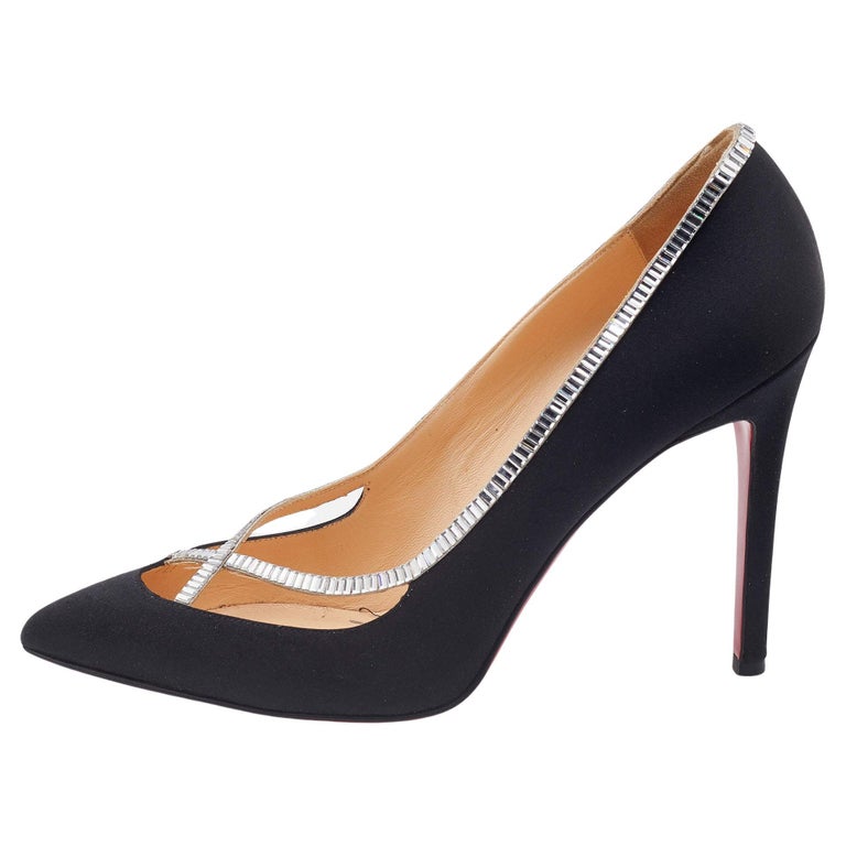 Christian Louboutin Black Satin Super Vic Pumps Size 40 For Sale at 1stDibs