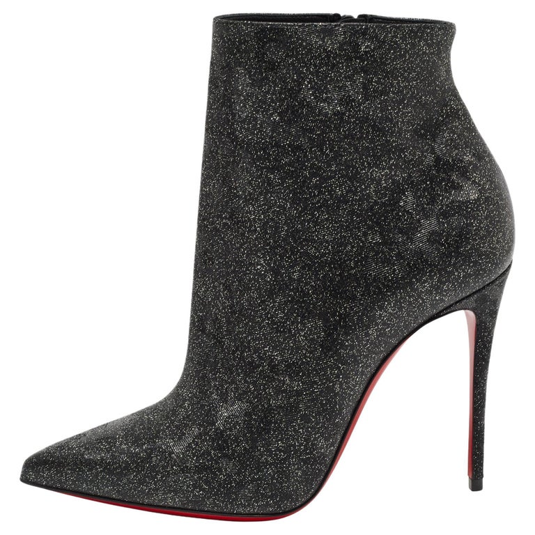 Christian Louboutin Black/Silver Leather and Glitter So Kate Ankle ...