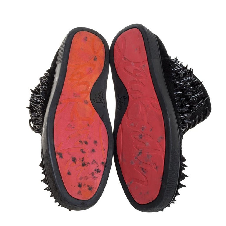 Christian Louboutin Black Spiked Pik Pik Louis High Top Sneakers Size ...