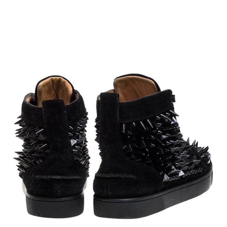 Christian Louboutin Black Spiked Pik Pik Louis High Top Sneakers Size ...