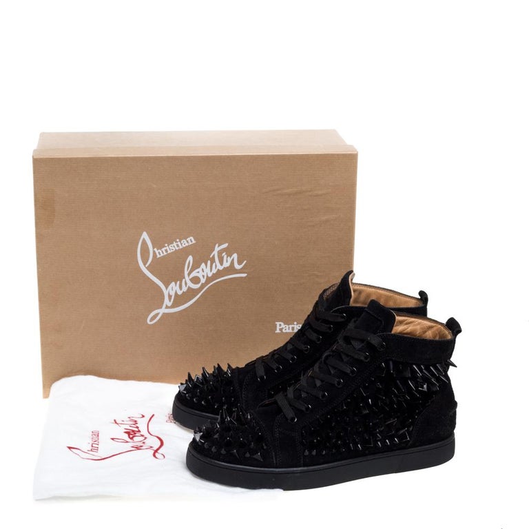 Christian Louboutin Black Spiked Pik Pik Louis High Top Sneakers Size ...