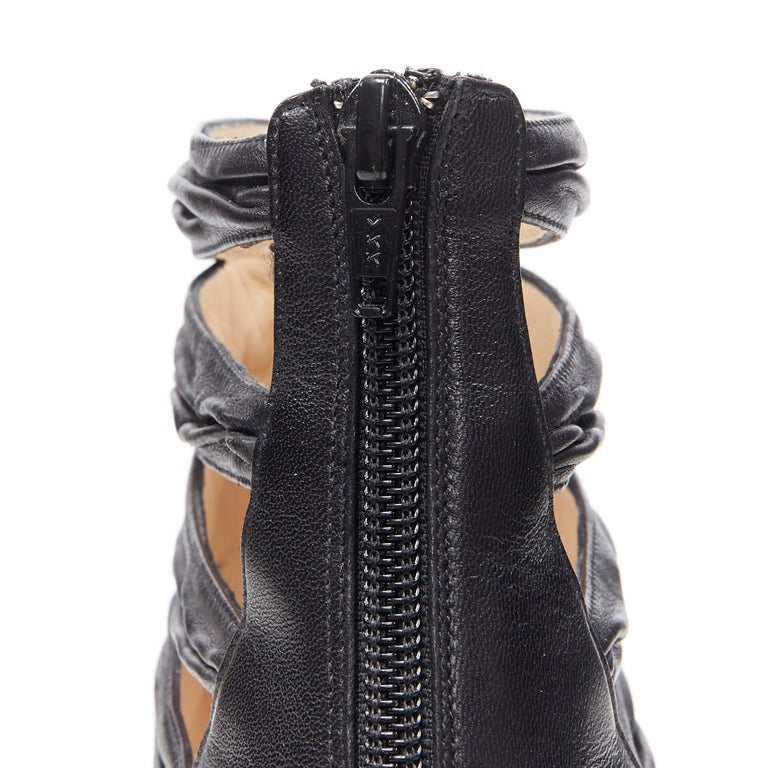 CHRISTIAN LOUBOUTIN black strappy open toe high heel ankle bootie ...