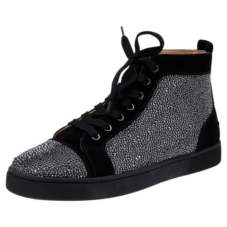 Christian Louboutin Black Strass Suede Louis High Top Sneakers Size 41 ...