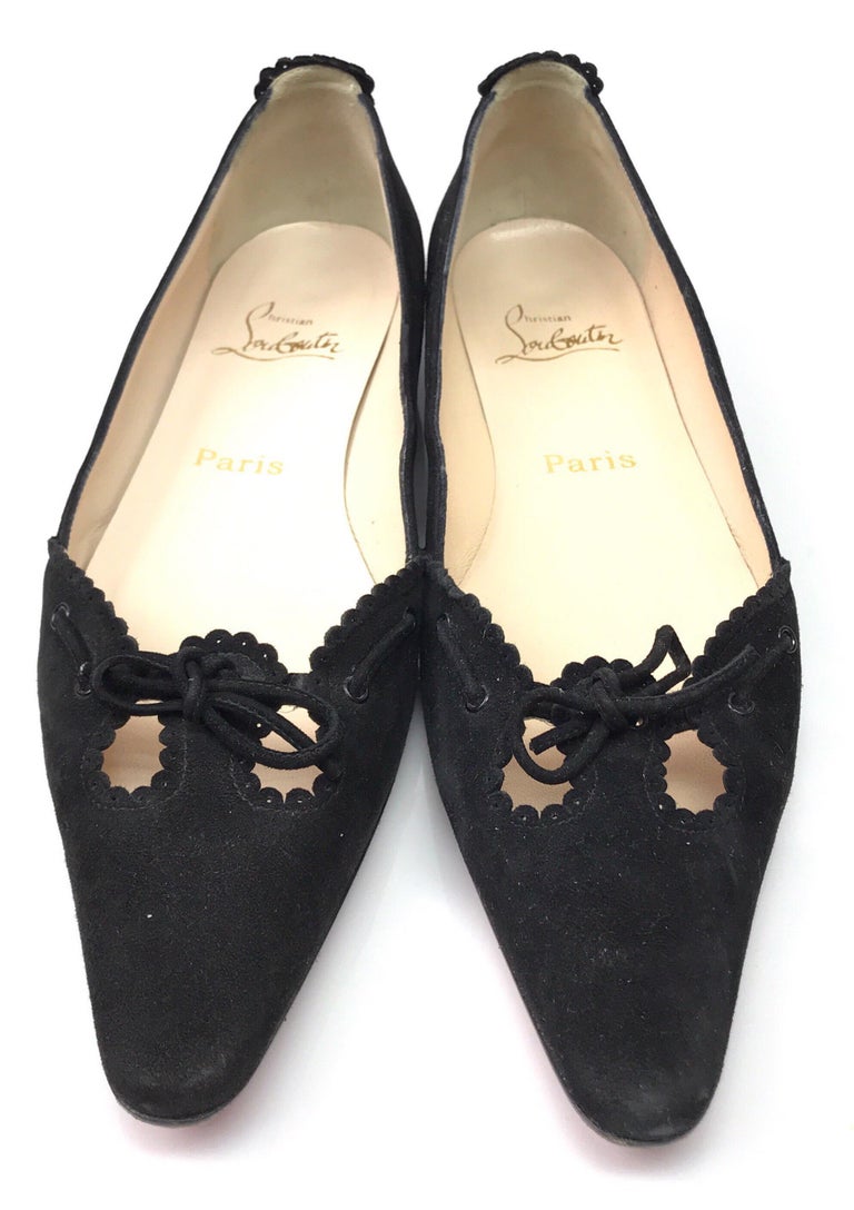 Christian Louboutin Black Suede Cutout Flats with Bow - 38 at 1stDibs ...