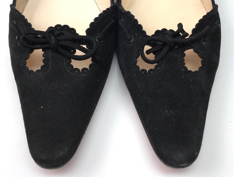 Christian Louboutin Black Suede Cutout Flats with Bow - 38 at 1stDibs ...