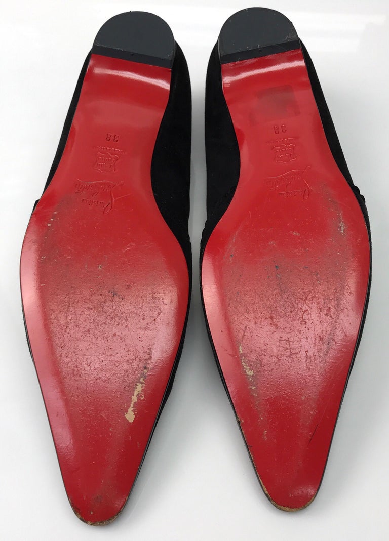 Christian Louboutin Black Suede Cutout Flats with Bow - 38 at 1stDibs ...