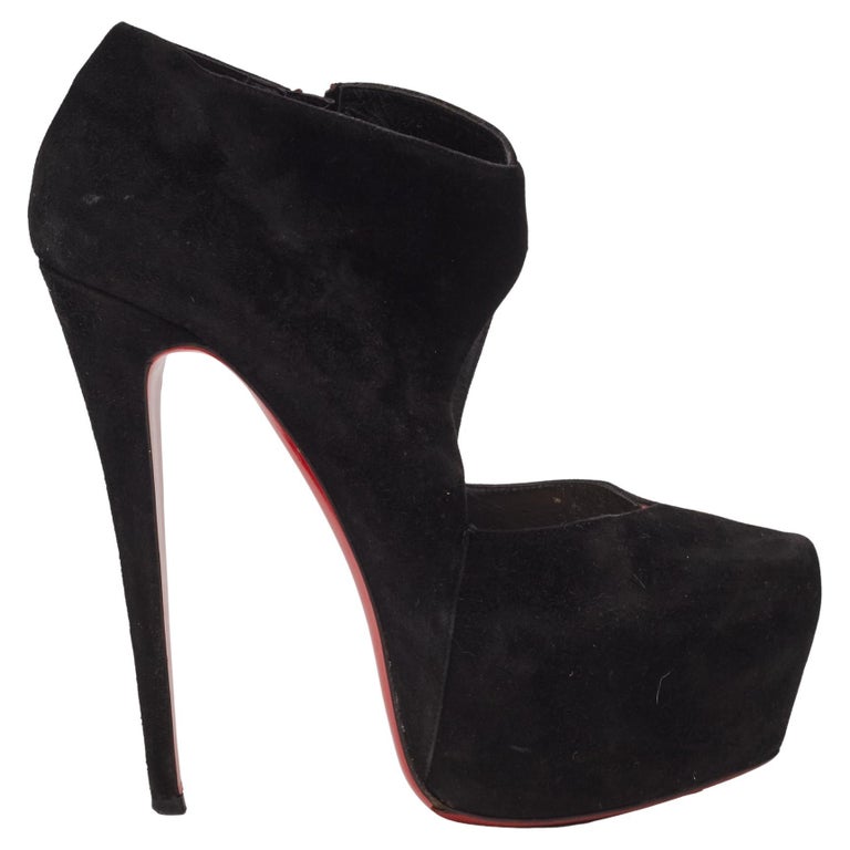 Christian Louboutin Black Suede Daffodil Peep Toe Platform Bootie (EU ...