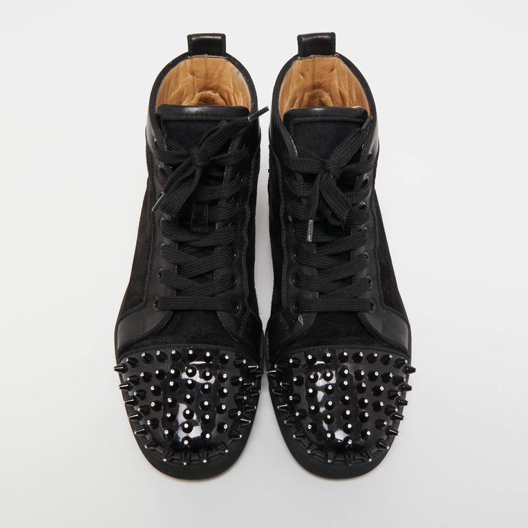 Christian Louboutin Black Suede and Leather Louis Spikes High Top ...