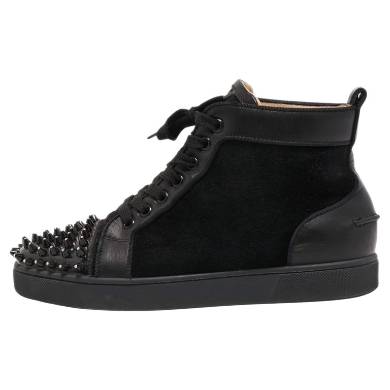 Christian Louboutin Black Suede and Leather Louis Spikes High Top ...
