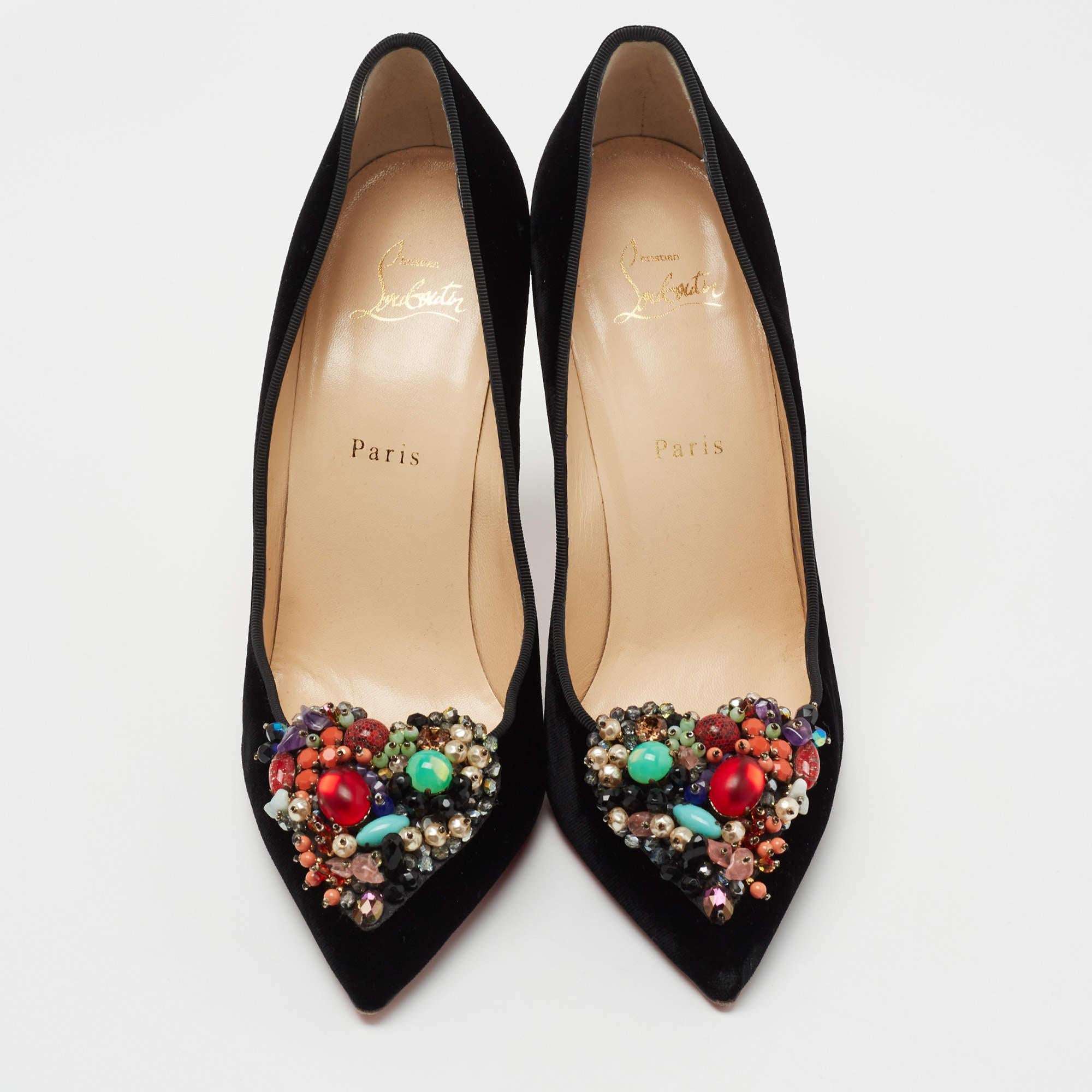 Christian Louboutin Black Velvet Diva Cora Pumps Size 40.5 at 1stDibs