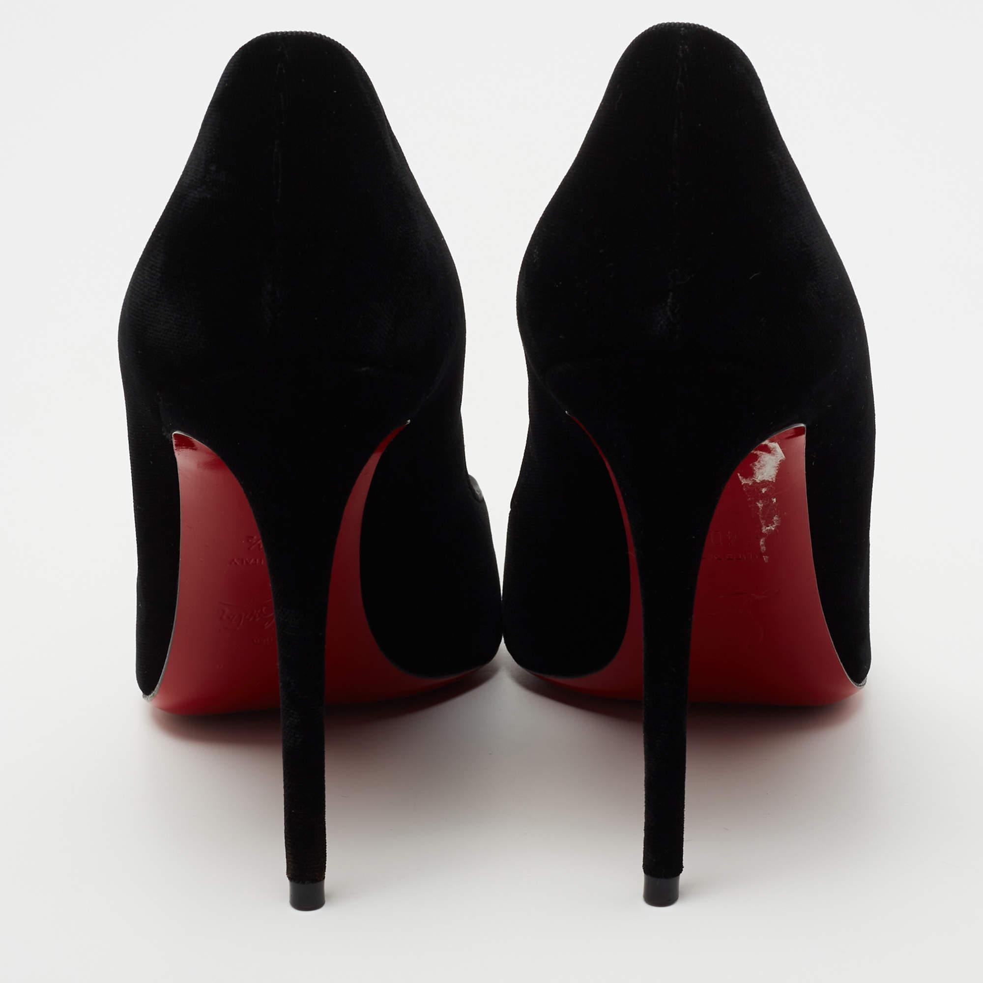 Christian Louboutin Black Velvet Diva Cora Pumps Size 40.5 at 1stDibs