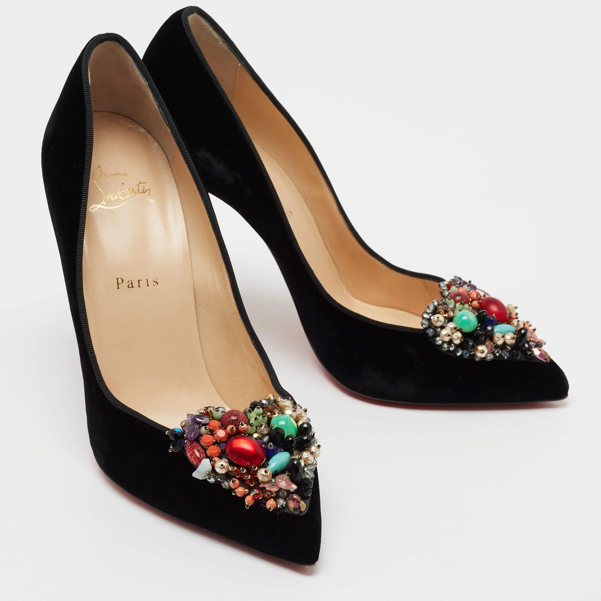 Christian Louboutin Black Velvet Diva Cora Pumps Size 40.5 at 1stDibs