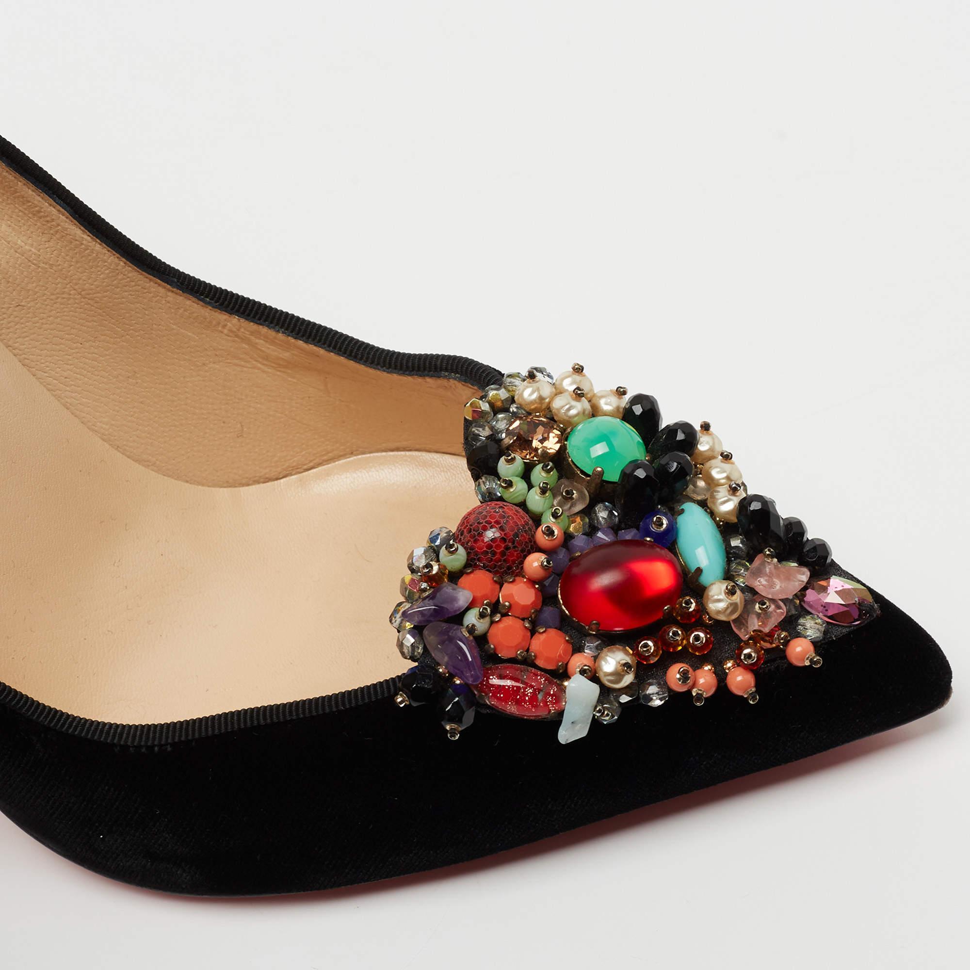 Christian Louboutin Black Velvet Diva Cora Pumps Size 40.5 at 1stDibs