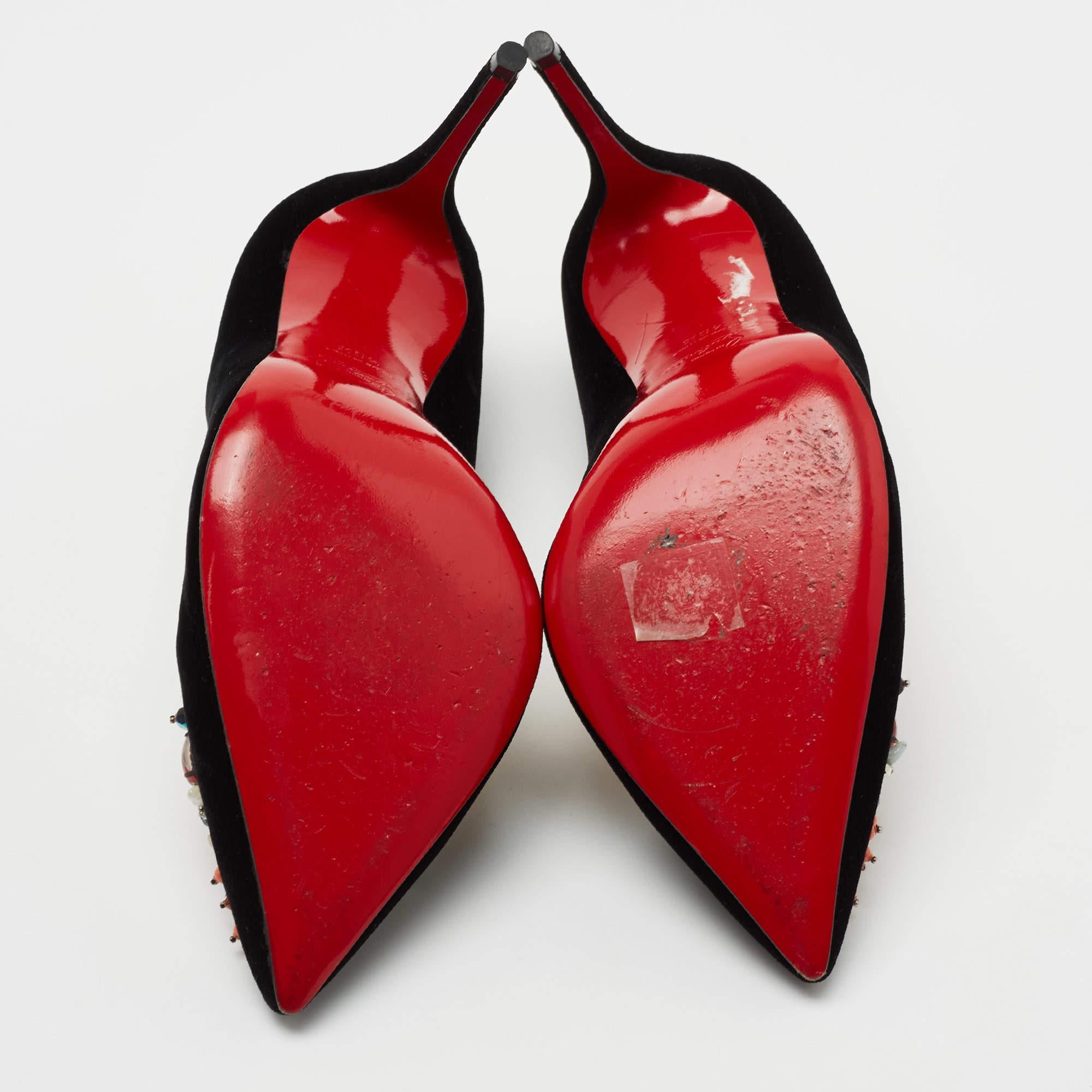 Christian Louboutin Black Velvet Diva Cora Pumps Size 40.5 at 1stDibs