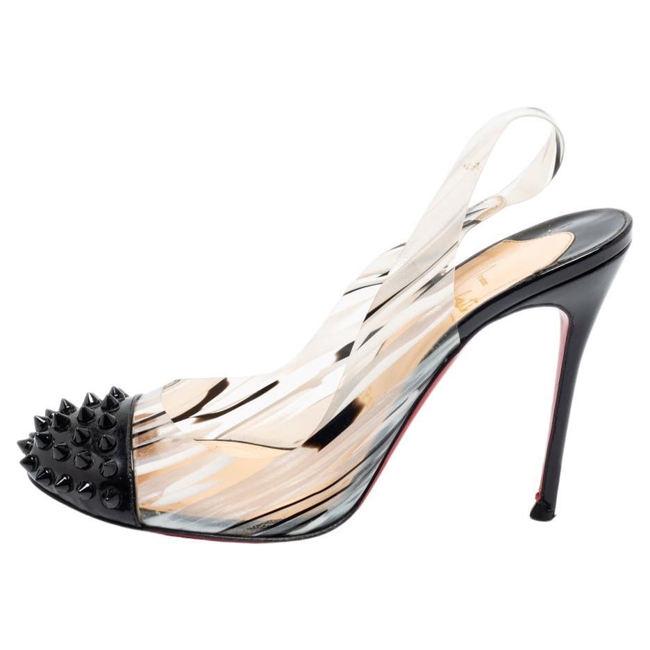 Christian Louboutin Black/White Patent Leather And PVC Epoca Sandals ...