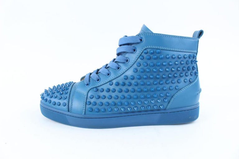 Christian Louboutin Blue Louis Calf Spikes 20clz0802 Flats For Sale at ...