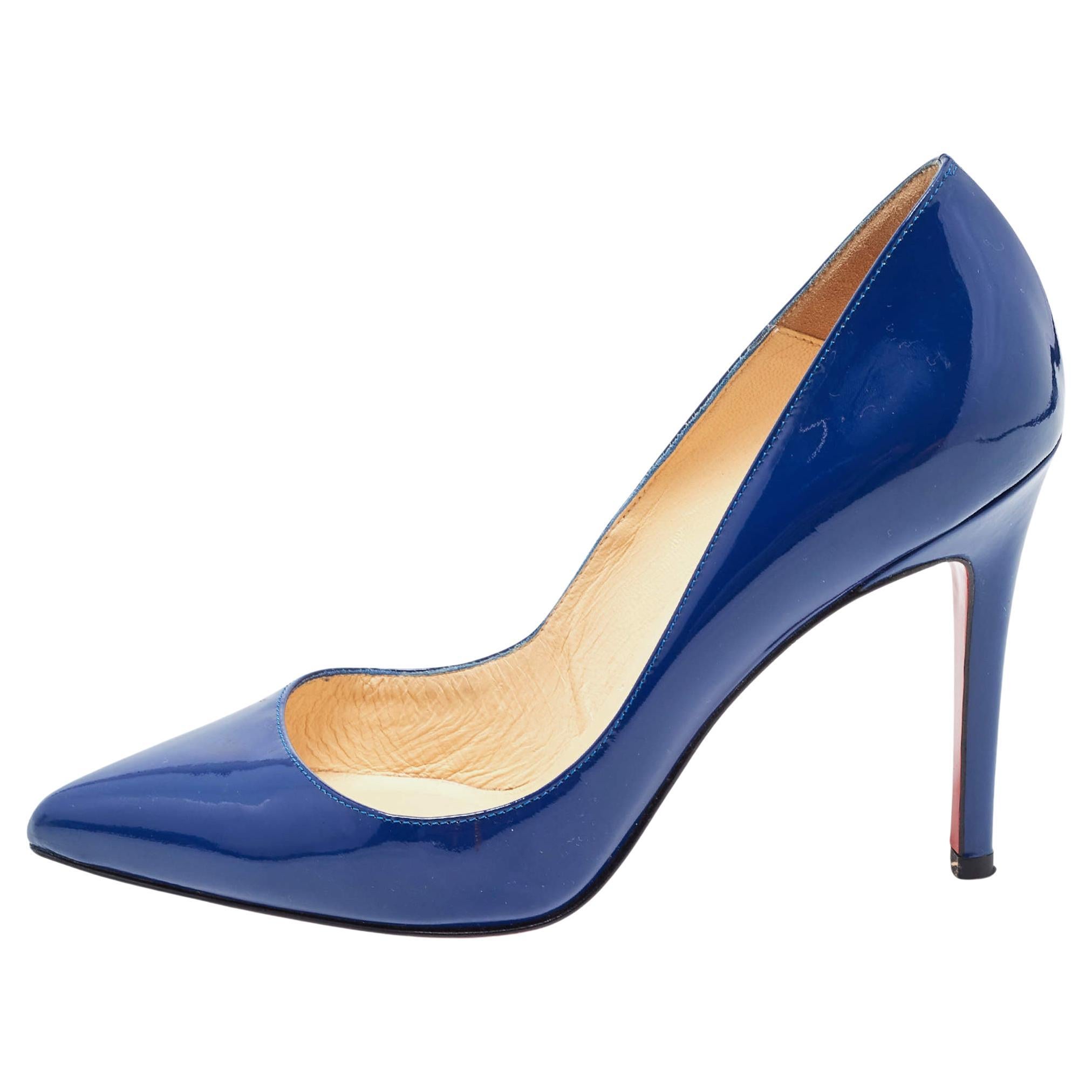 Christian Louboutin Blue Patent Leather Pigalle Pumps Size 35.5 For ...