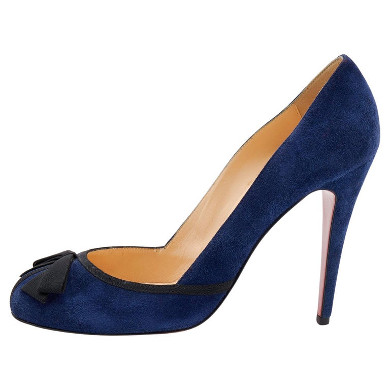 Christian Louboutin Blue Suede Lavalliere 100 Pumps Size 40 For Sale at ...